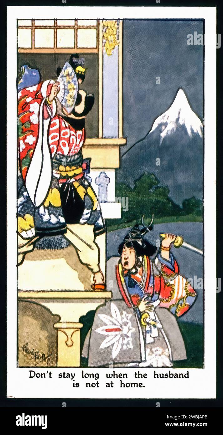 Tempting Fate - Vintage Cigarette Card Illustration Stock Photo - Alamy