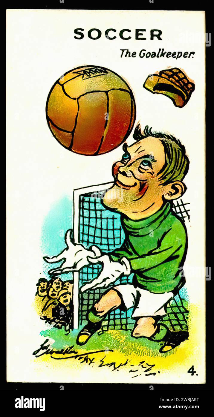 The Goalkeeper - Vintage Cigarette Card Illustration Stock Photo - Alamy