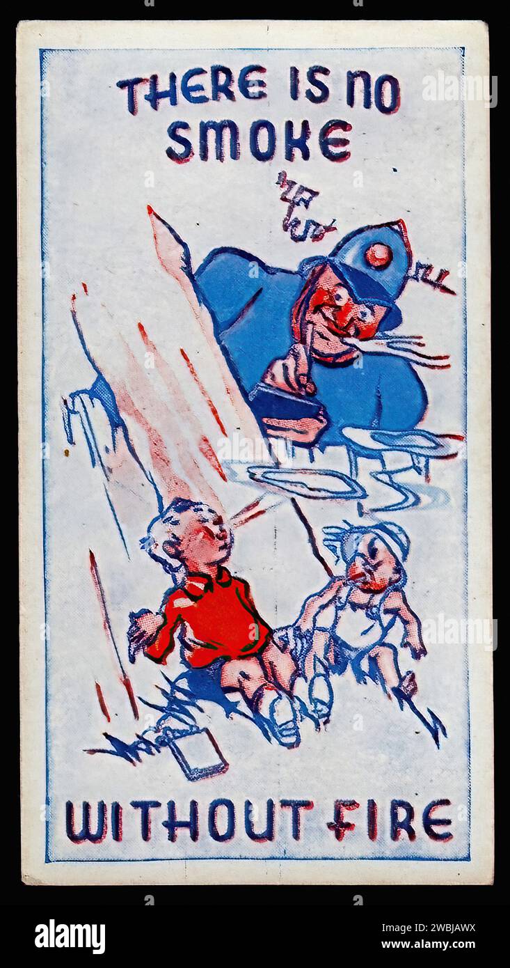 There Is No Smoke Without Fire - Vintage Cigarette Card Illustration ...
