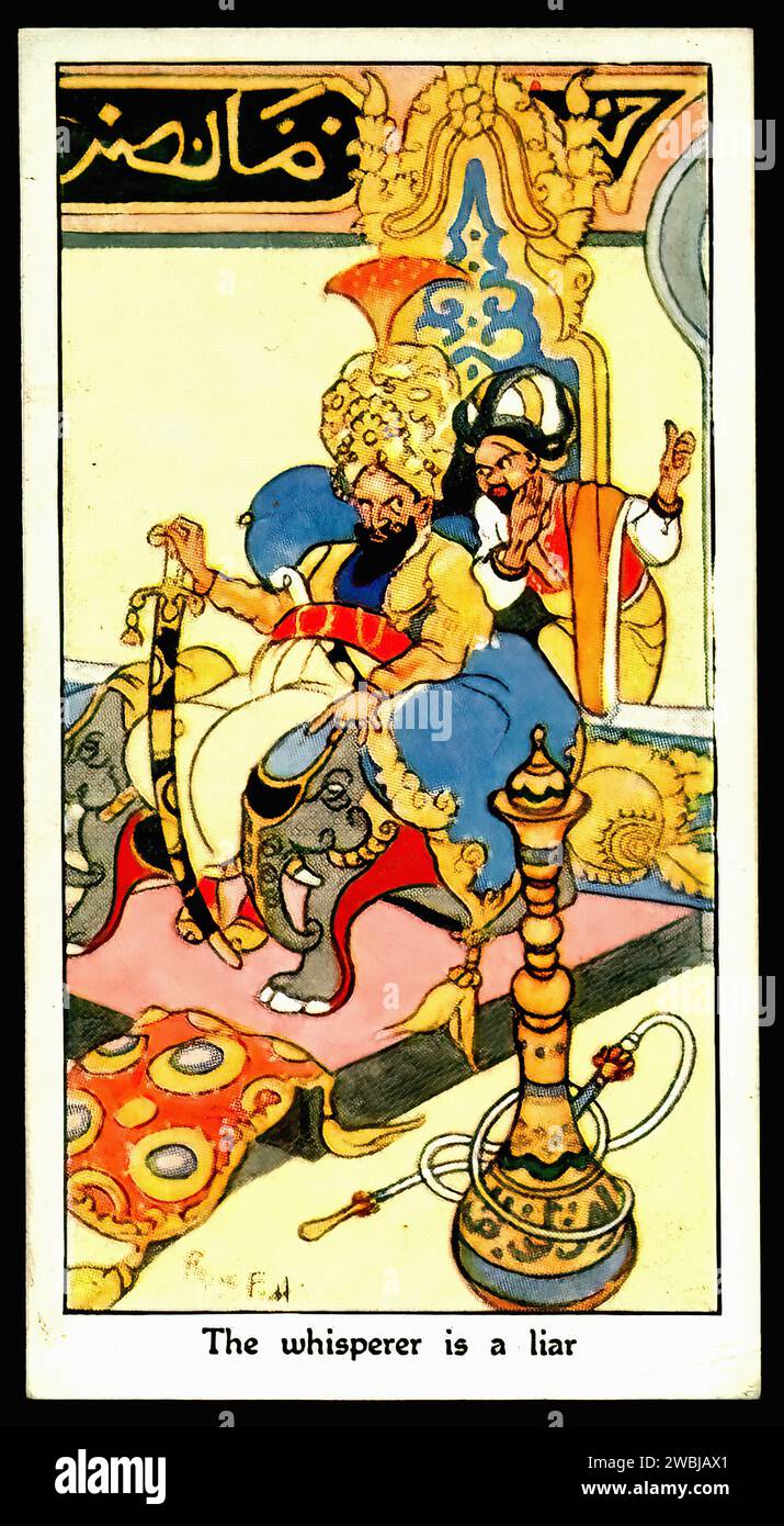 The Whisperer is a Liar - Vintage Cigarette Card Illustration Stock ...
