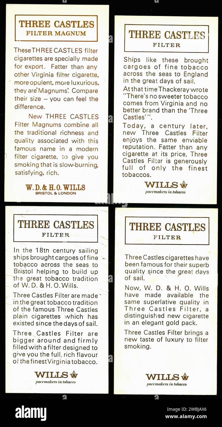 Three Castles ships backs - Vintage Cigarette Cards Illustration Stock ...