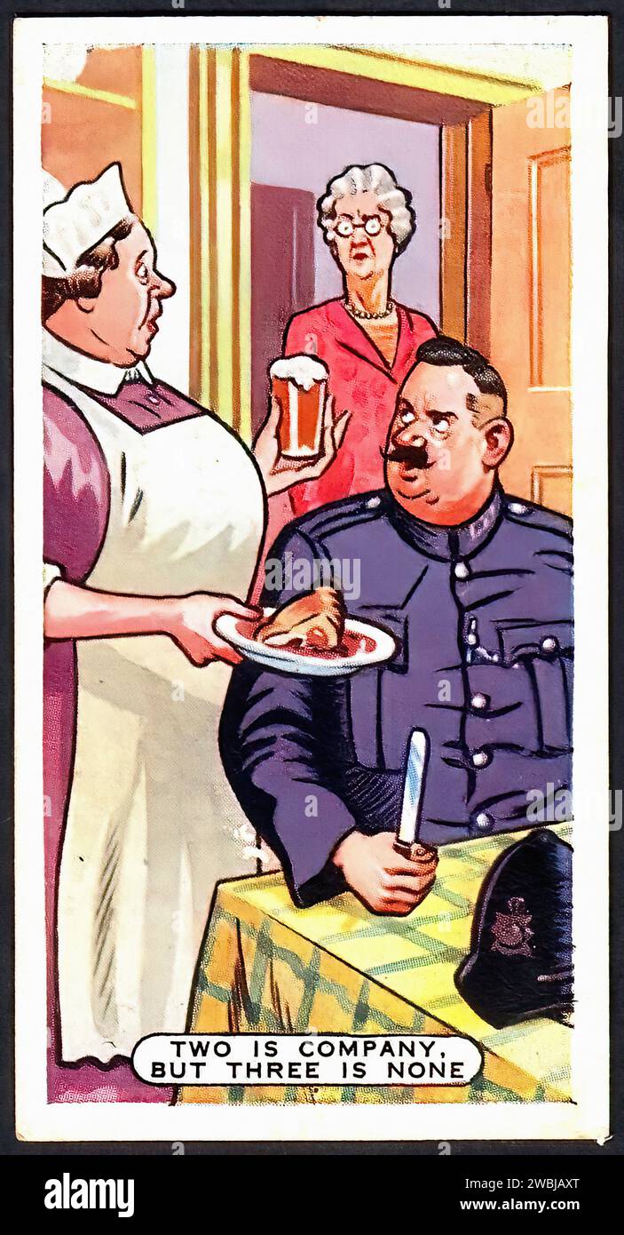 Two Is Company - Vintage Cigarette Card Illustration Stock Photo - Alamy
