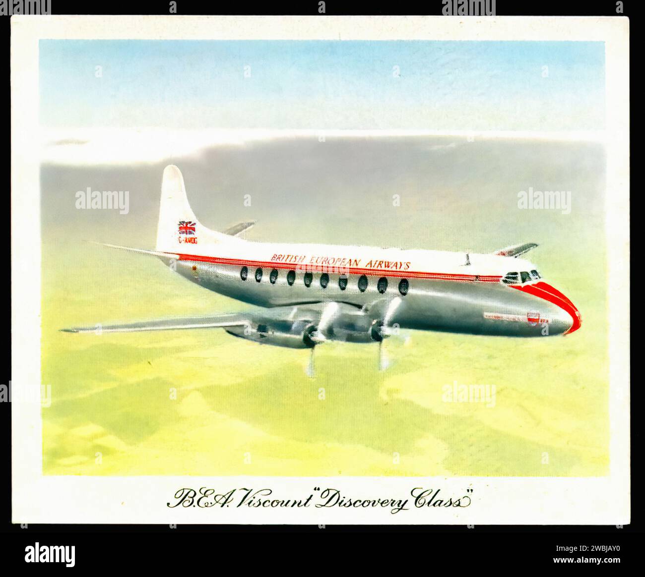 Vickers Viscount - Vintage Cigarette Card Illustration Stock Photo - Alamy