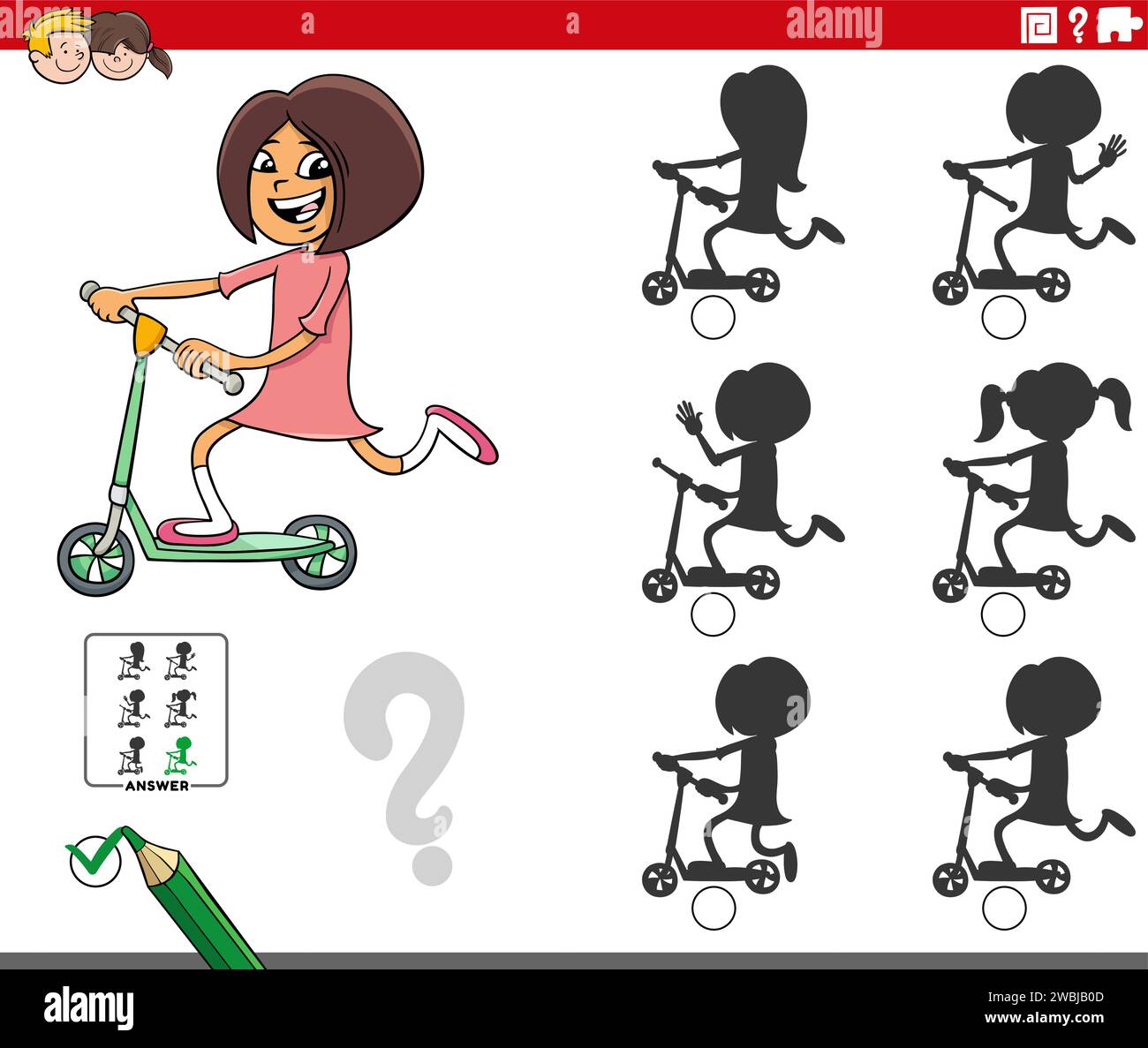 Cartoon illustration of finding the right picture to the shadow ...