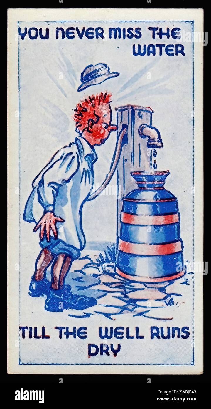 You never miss the water.... - Vintage Cigarette Card Illustration ...