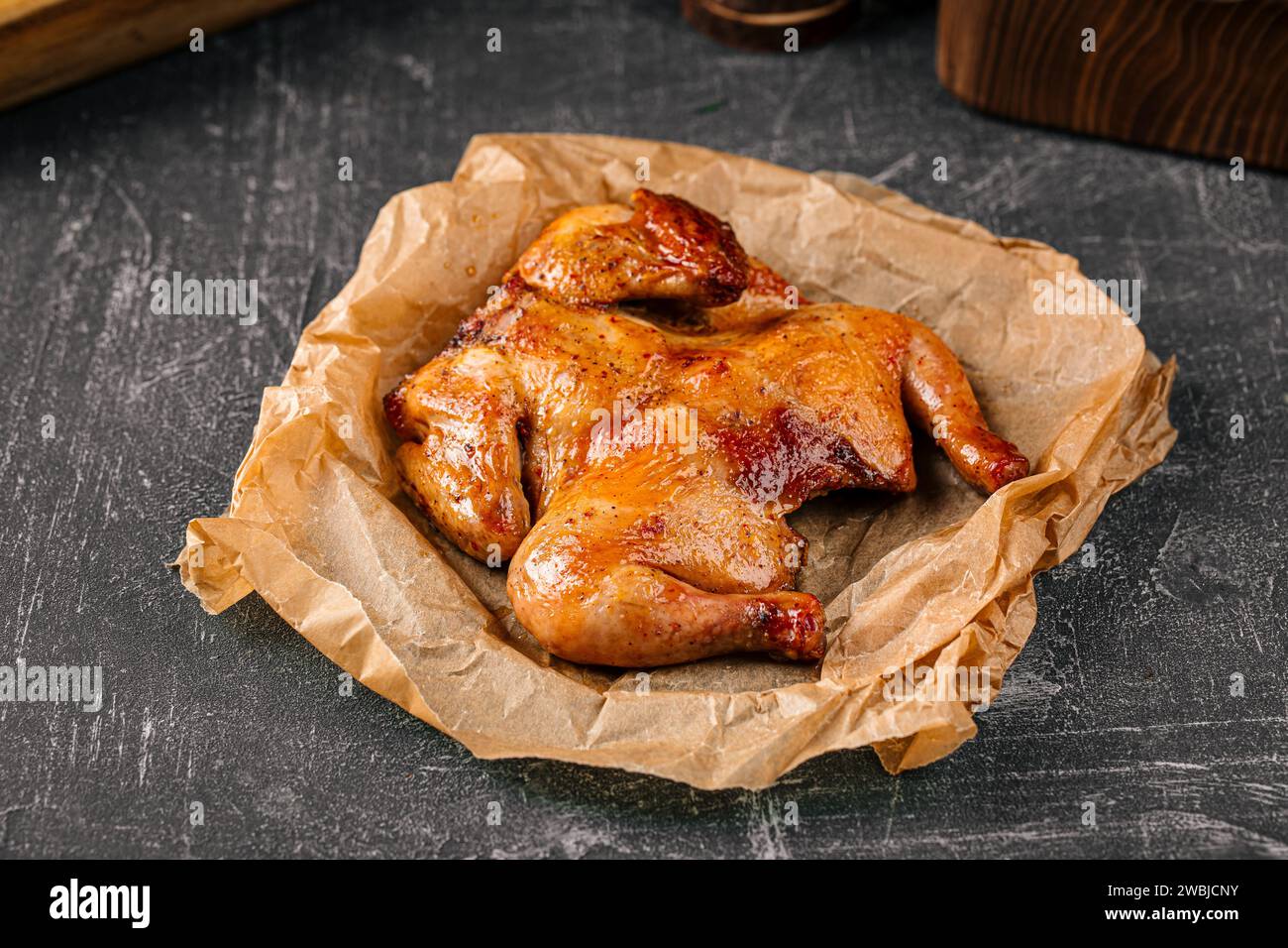 Roast tobacco gherkin chicken Stock Photo - Alamy