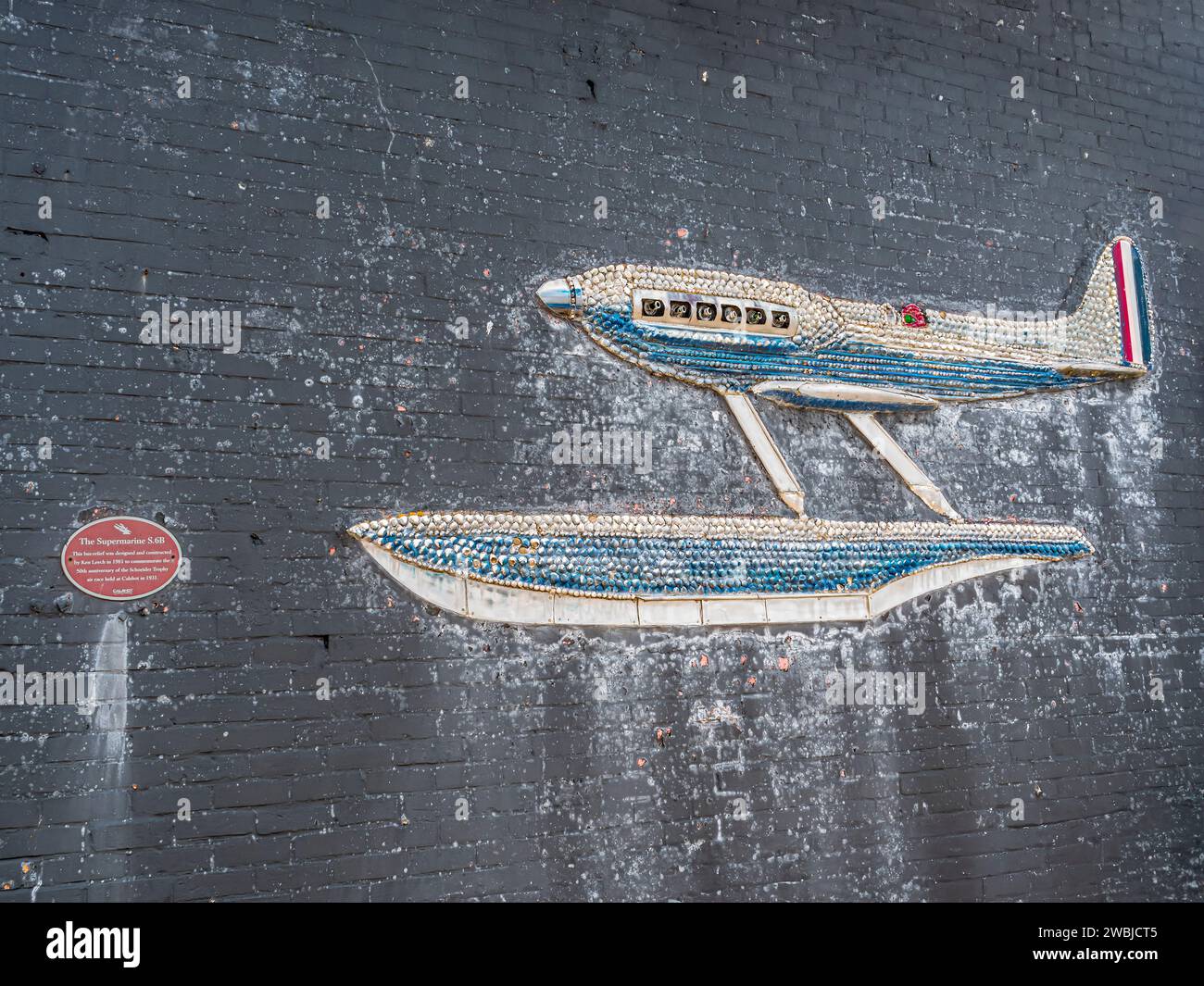 The Supermarine S.6B,mural plaque and shell mosaic by Ken Leech ...