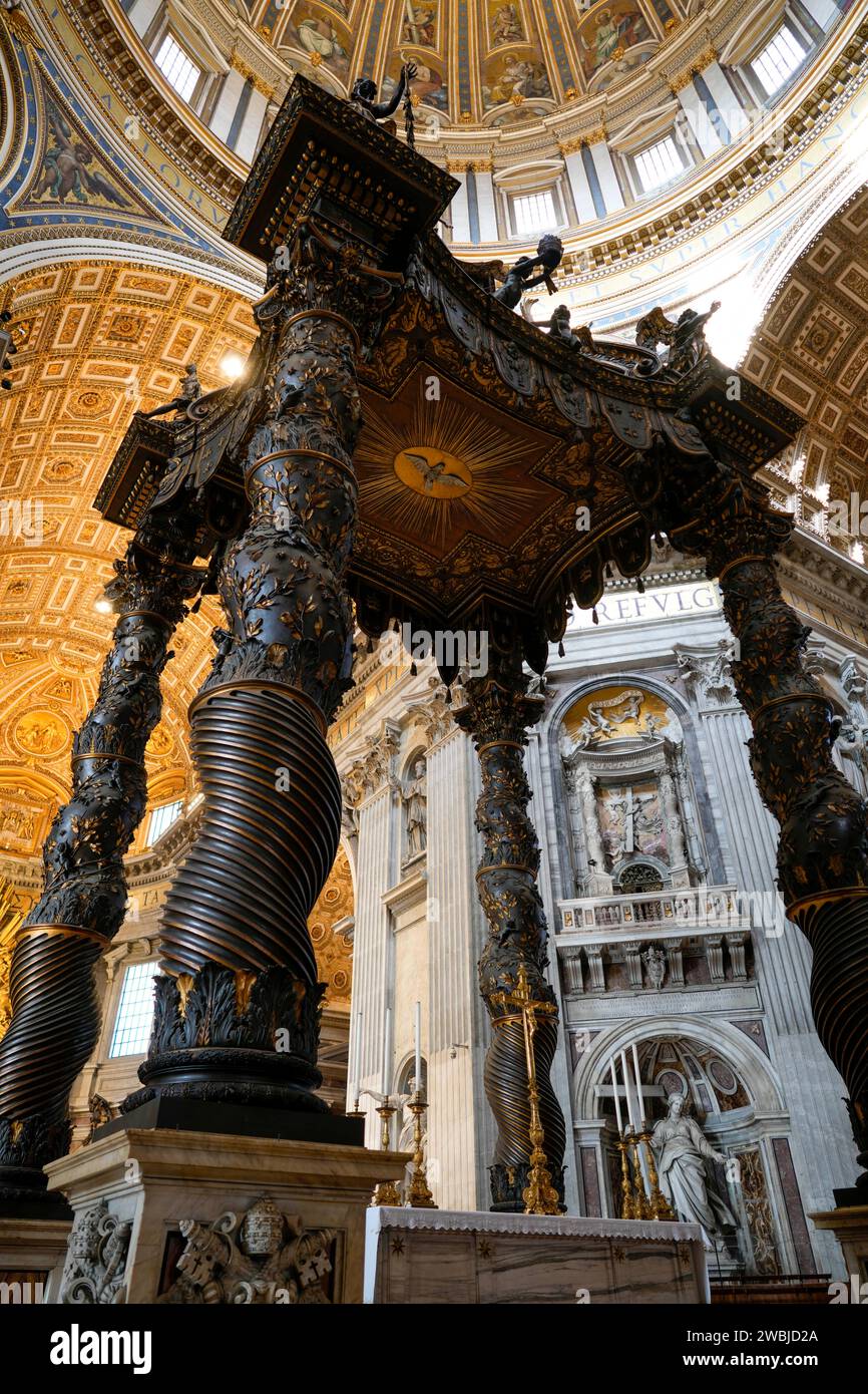 A view of the 17th century, 95ft-tall bronze canopy by Giovan Lorenzo ...