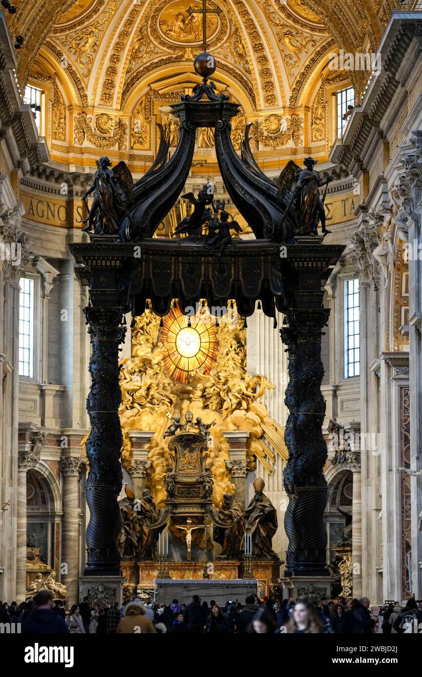 A view of the top part of the 17th century, 95ft-tall bronze canopy by ...