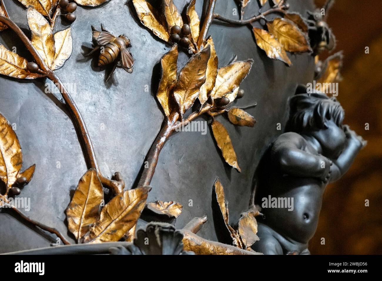 A detail of the leaves that adorn the columns of the 17th century, 95ft ...