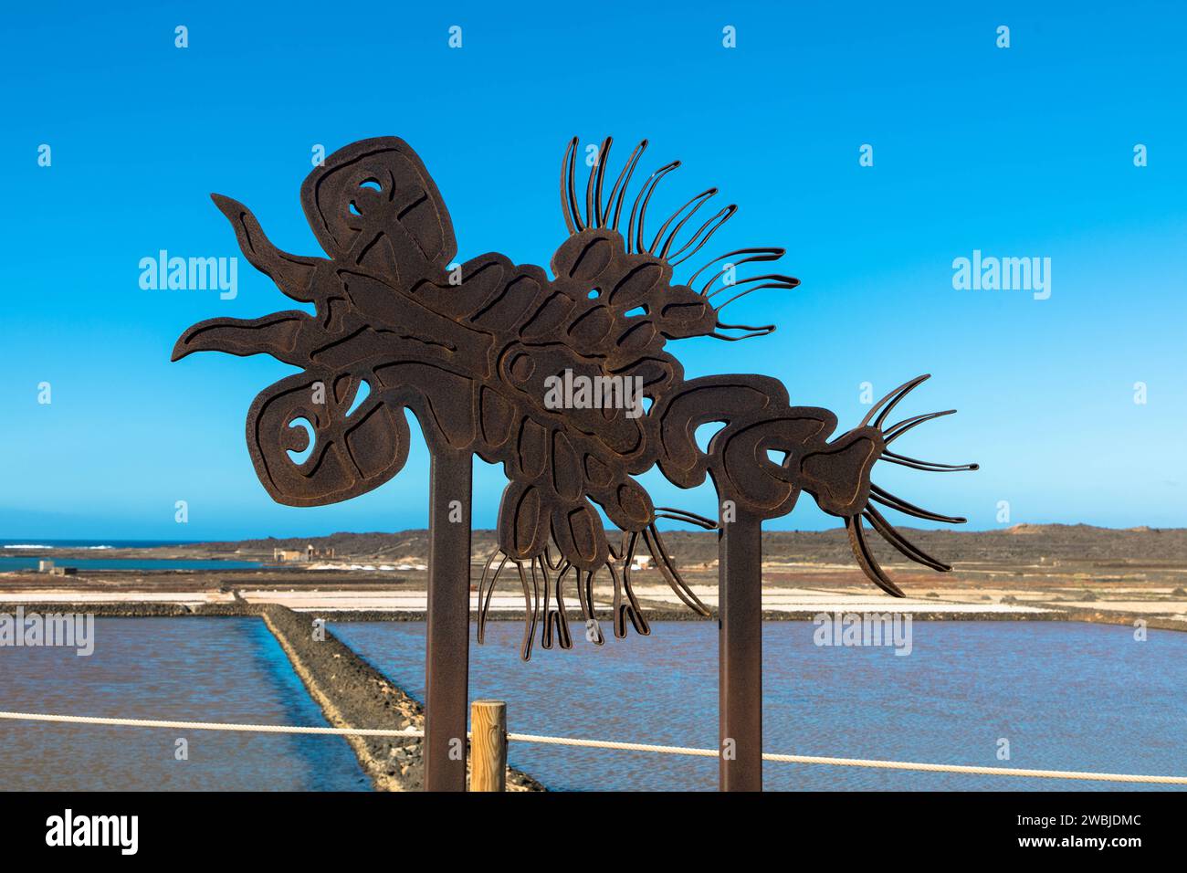 Entrance sign to Los Jameos del Agua. Big rusty crab.Cesar Manrique ...
