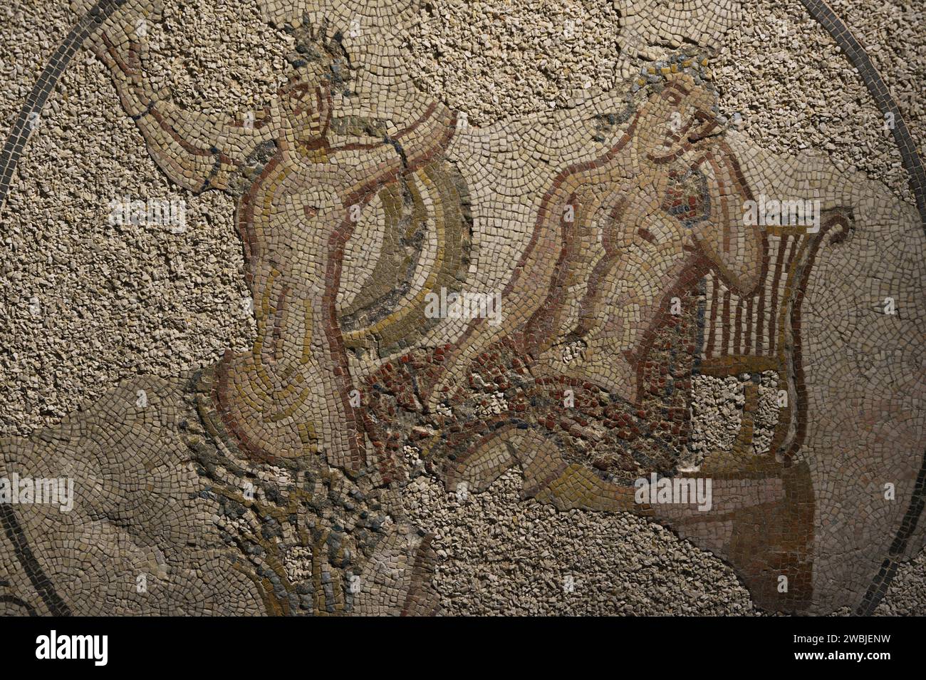 Apollo and Daphne. Roman mosaic panel. 3rd-4th centuries AD. Detail ...