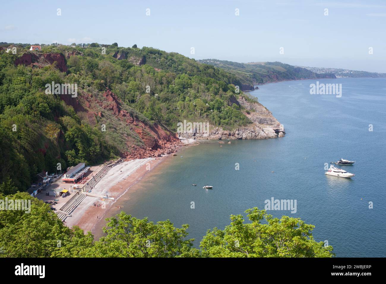 Views of Oddicombe Beach on the south coast in Torbay, Devon in the UK ...