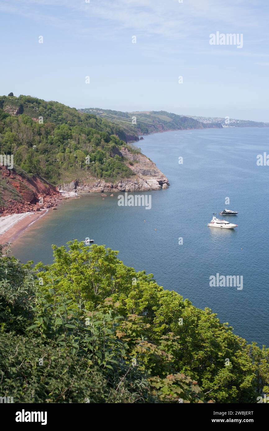 Views of Oddicombe Beach on the south coast in Torbay, Devon in the UK ...