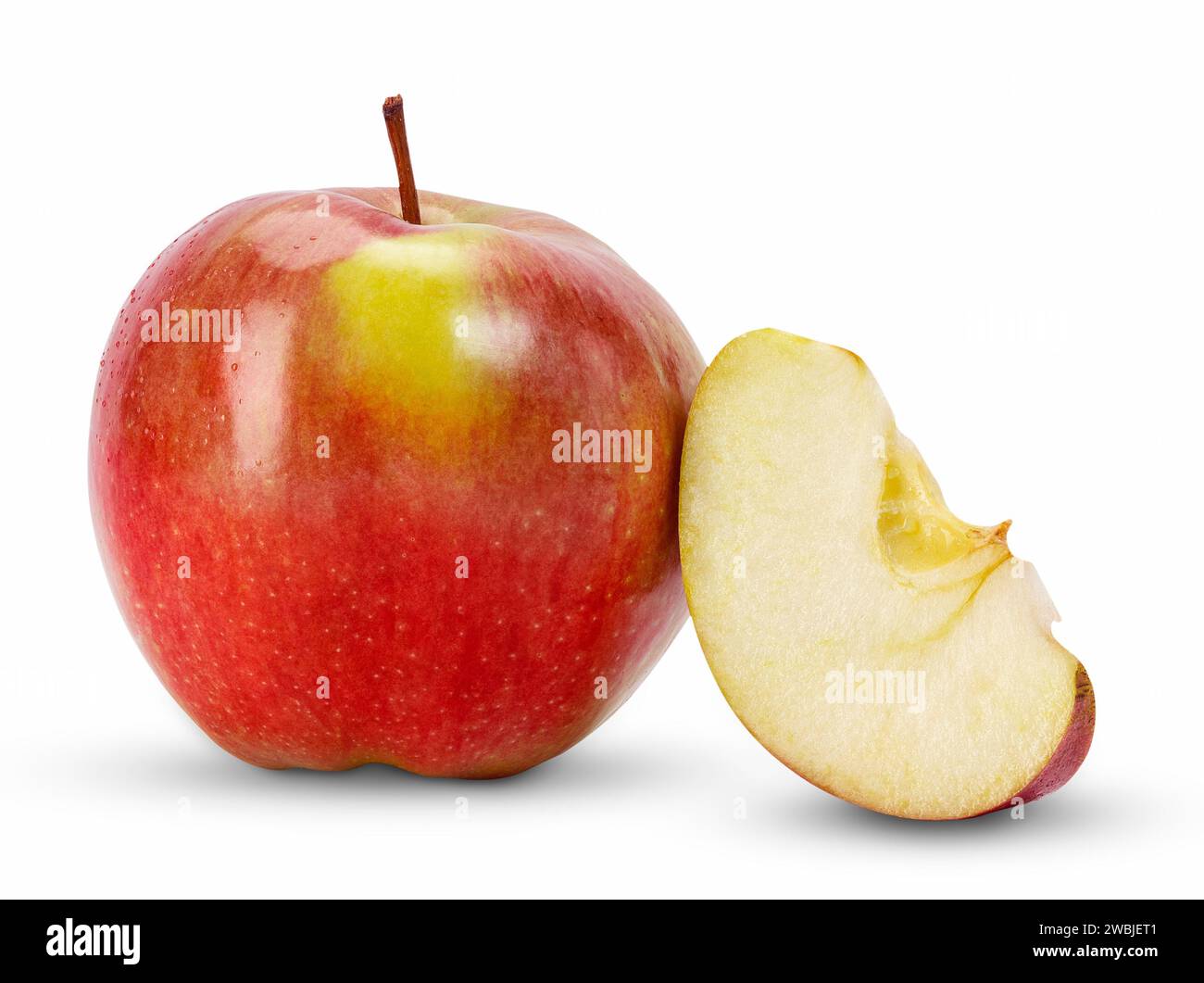 Isolated apples. Whole red apple fruit with slice isolated on white ...