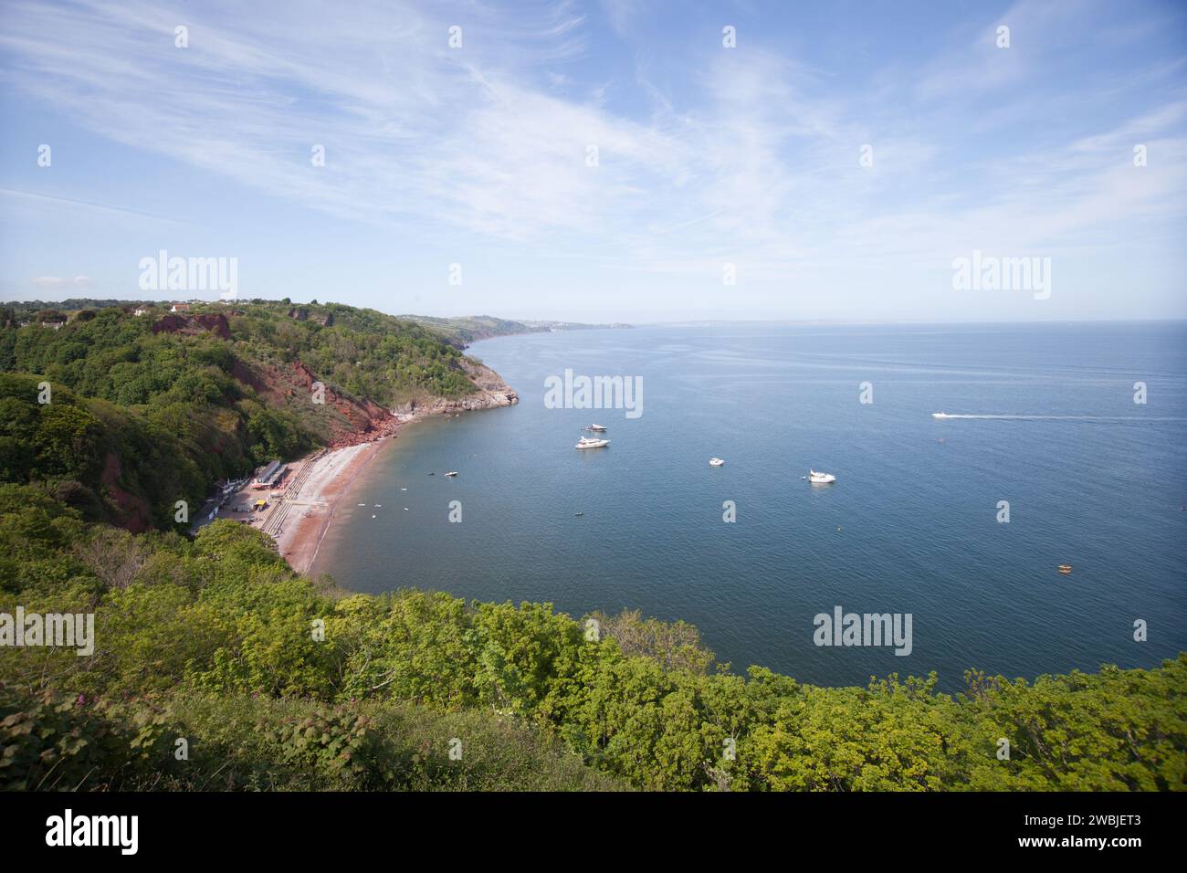Views of Oddicombe Beach on the south coast in Torbay, Devon in the UK ...