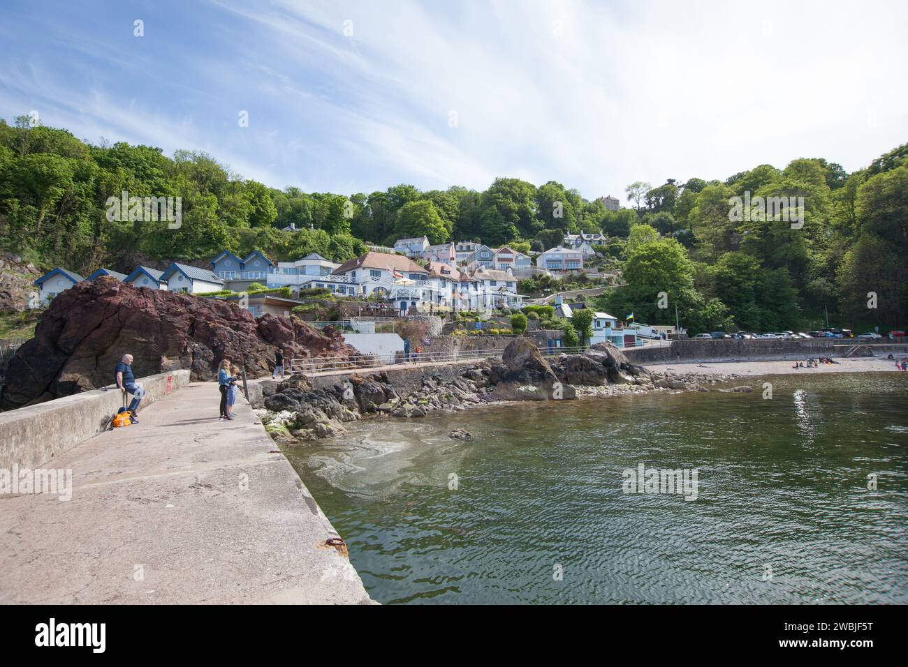 Houses overlooking Babbacombe Beach in Torbay, Devon in the UK Stock ...
