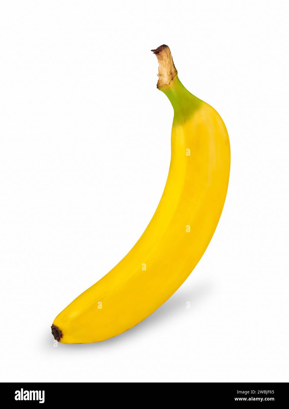 Big fresh yellow banana isolated on white background. Tropical fruit ...