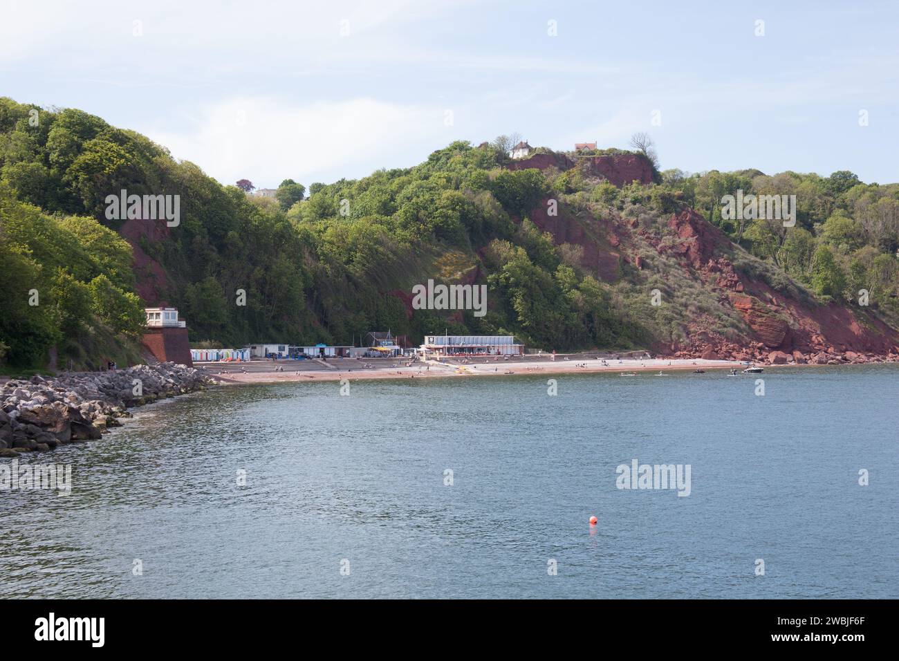 Views of Oddicombe Beach on the south coast in Torbay, Devon in the UK ...
