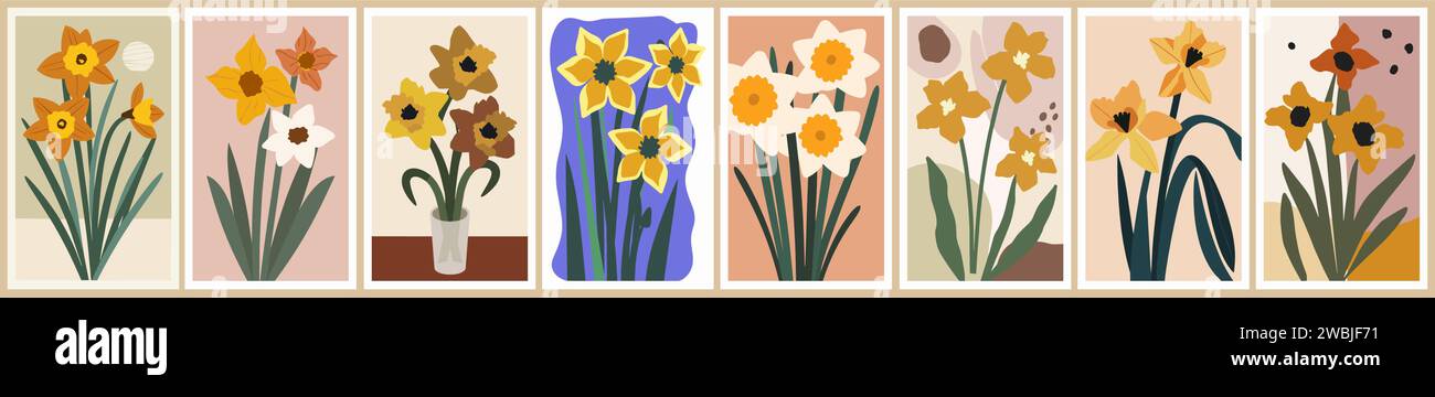 Wall arts with Daffodil, March birth month flower Stock Vector Image ...
