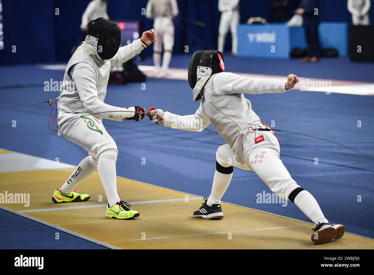 Paris, France. 11th Jan, 2024. Ireland's foilist ARDESHIR EHTESHAMI (L ...