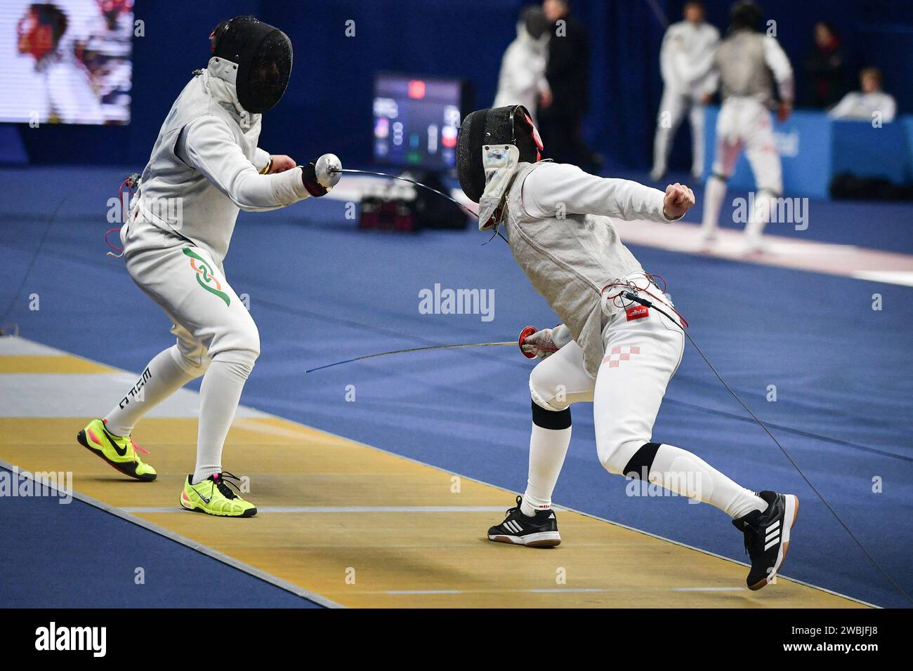 Paris, France. 11th Jan, 2024. Ireland's foilist ARDESHIR EHTESHAMI (L ...