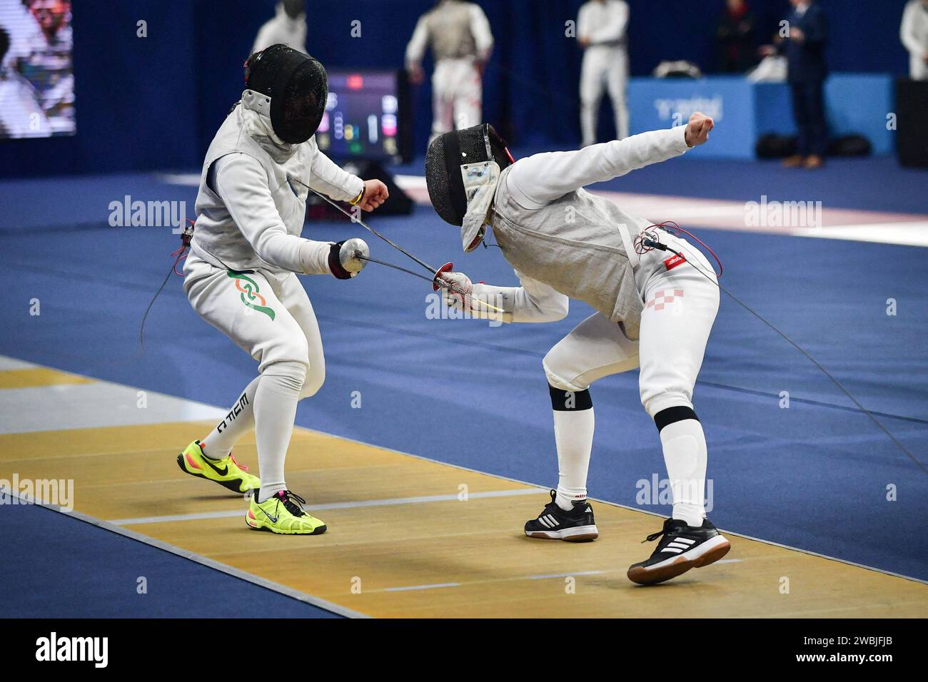 Paris, France. 11th Jan, 2024. Ireland's foilist ARDESHIR EHTESHAMI (L ...