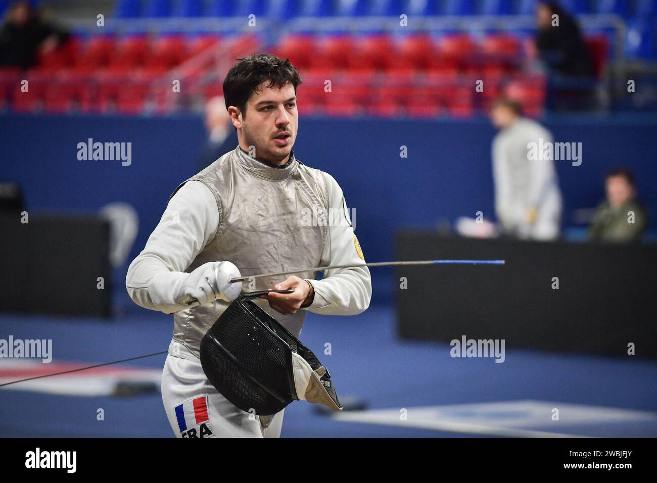 Paris, France. 11th Jan, 2024. France's foilist MAXIME PAUTY looks on ...