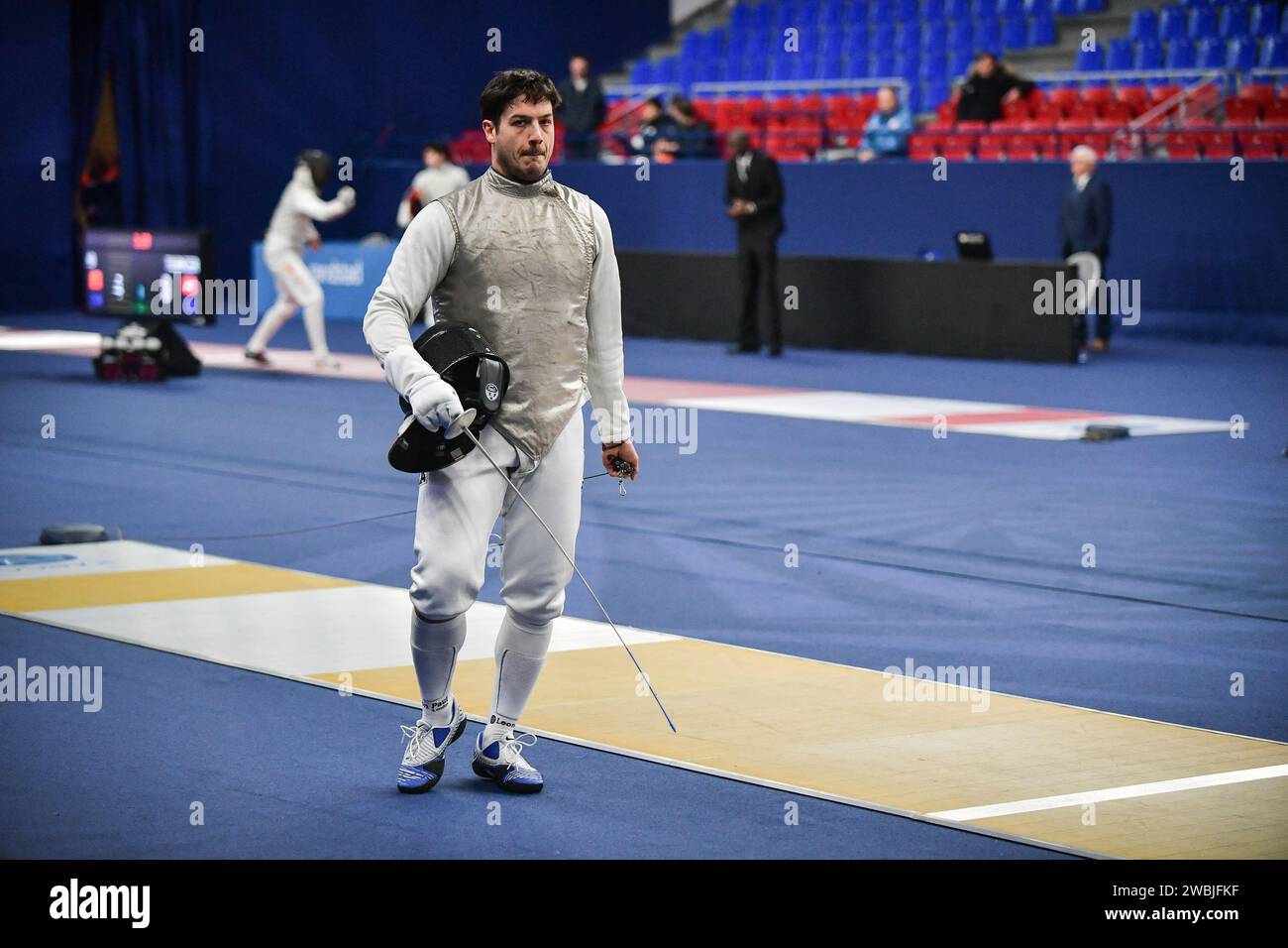 Paris, France. 11th Jan, 2024. France's foilist MAXIME PAUTY looks on ...