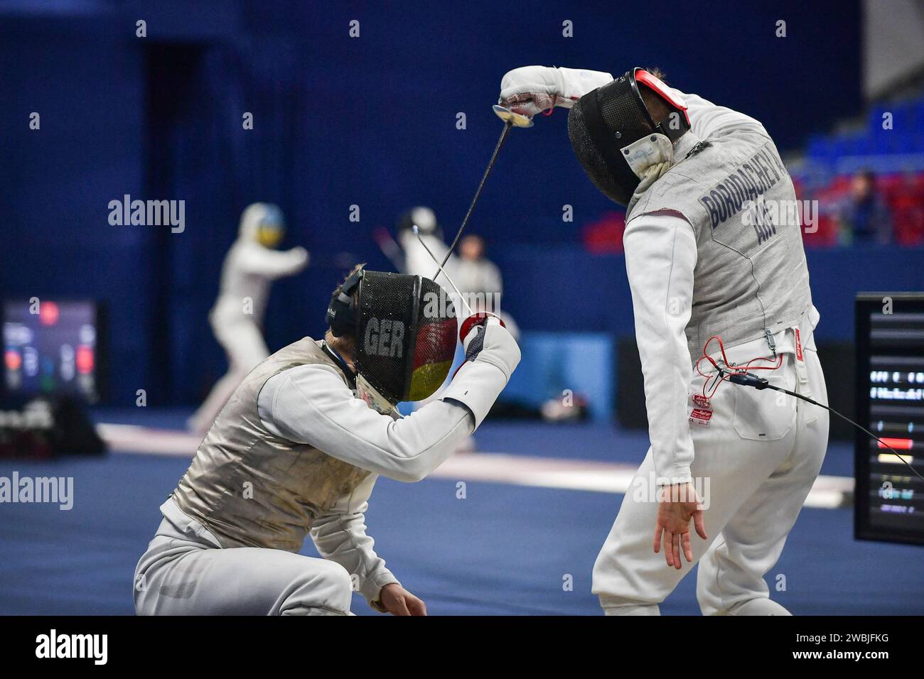 Paris, France. 11th Jan, 2024. Germany's foilist FELIX KLEIN (L ...