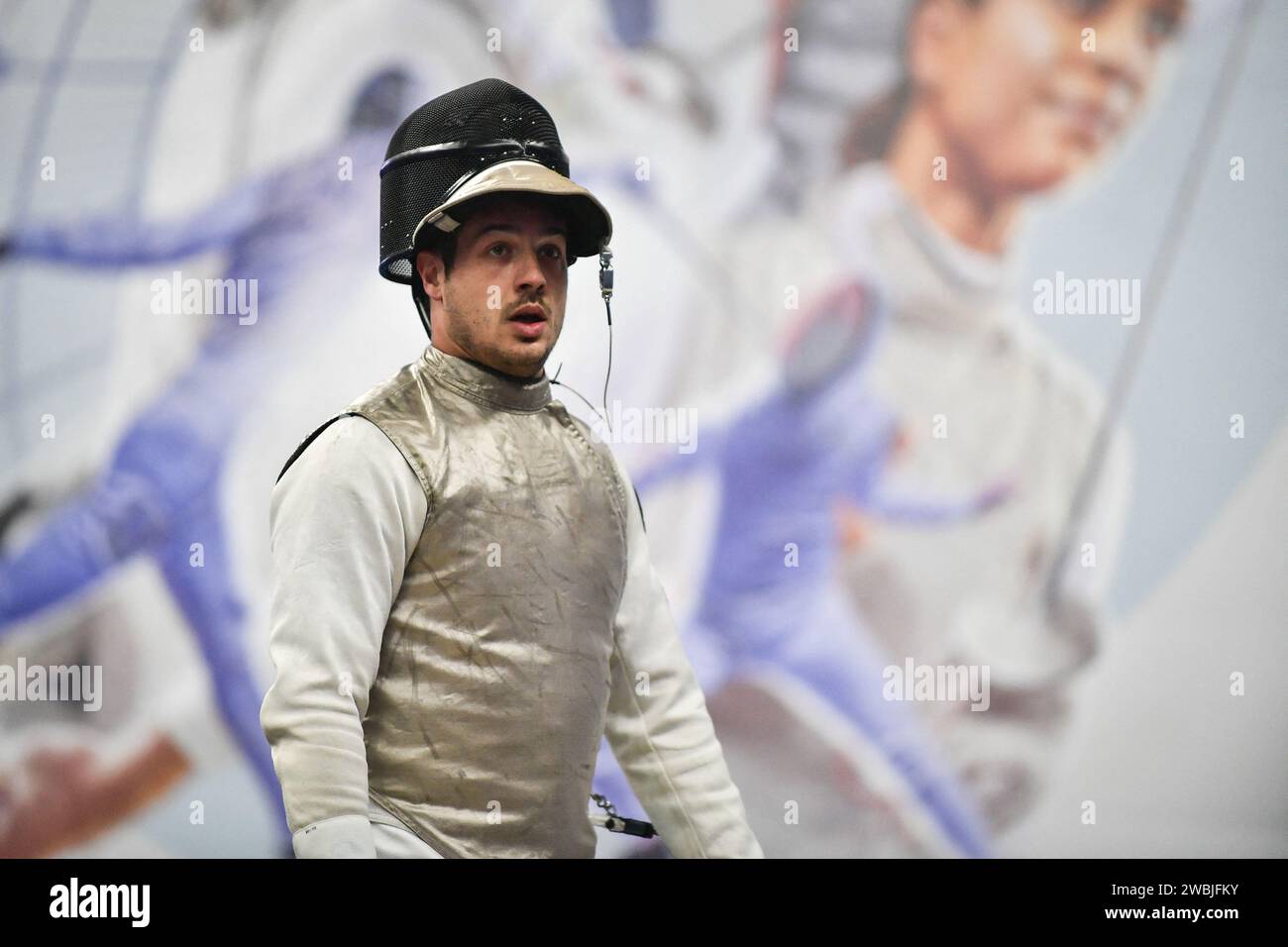 Paris, France. 11th Jan, 2024. France's foilist MAXIME PAUTY looks on ...