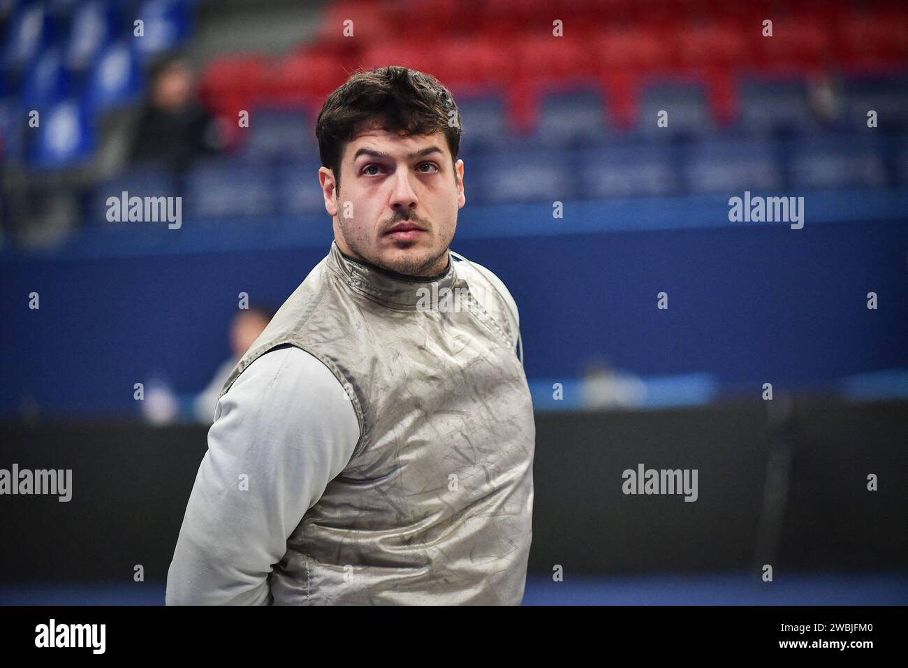 Paris, France. 11th Jan, 2024. France's foilist MAXIME PAUTY looks on ...