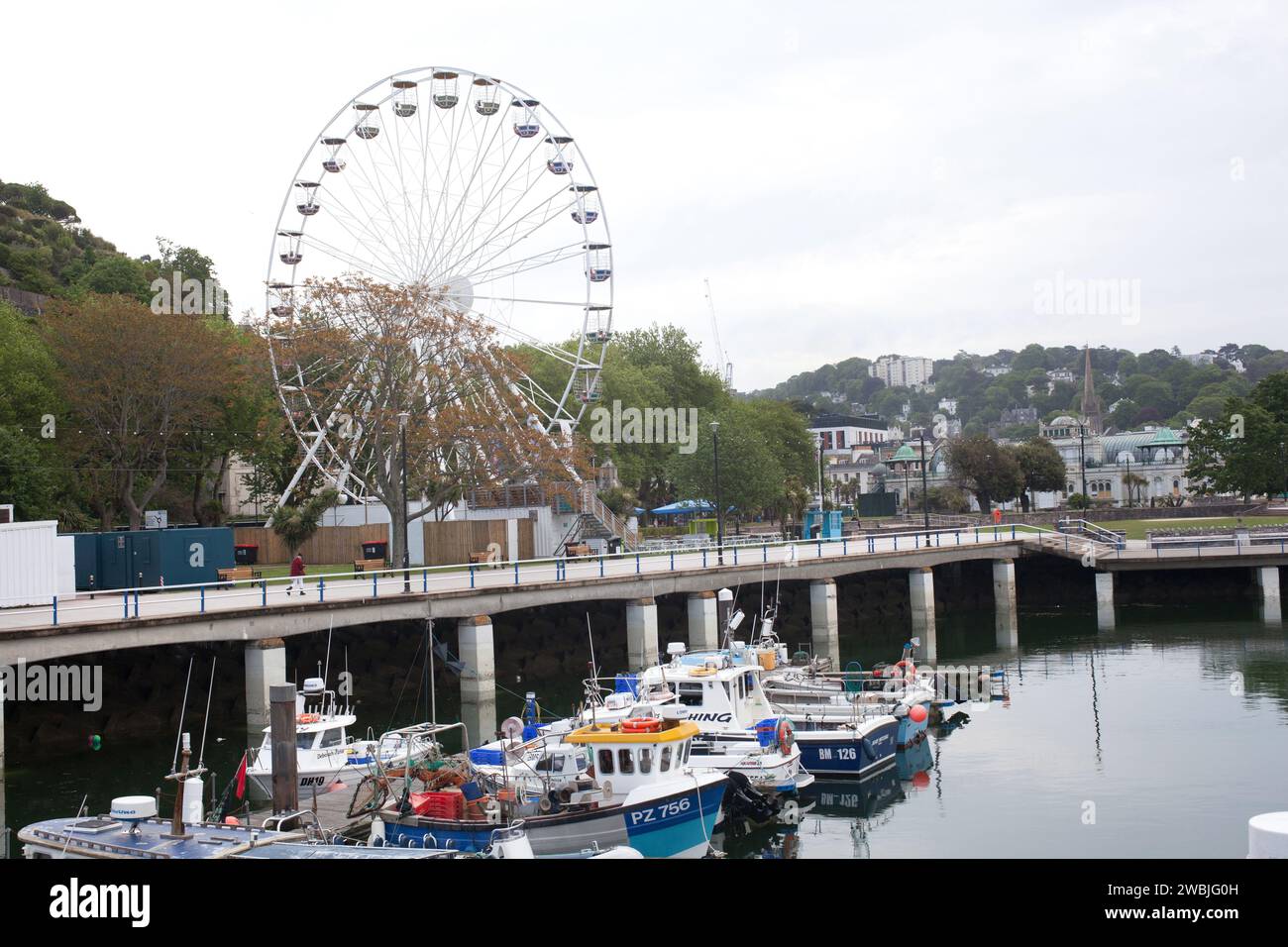 Views of the English Riviera Wheel, at the marina in Torquay, Torbay in ...