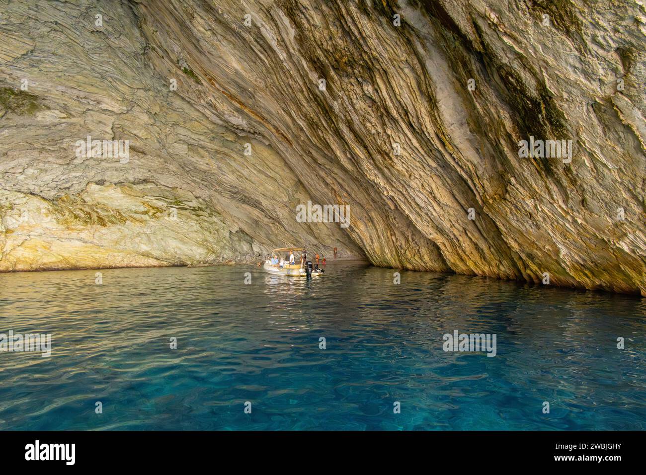 The interior of Meganisi Papanikolis Sea Cave on the west coast of ...