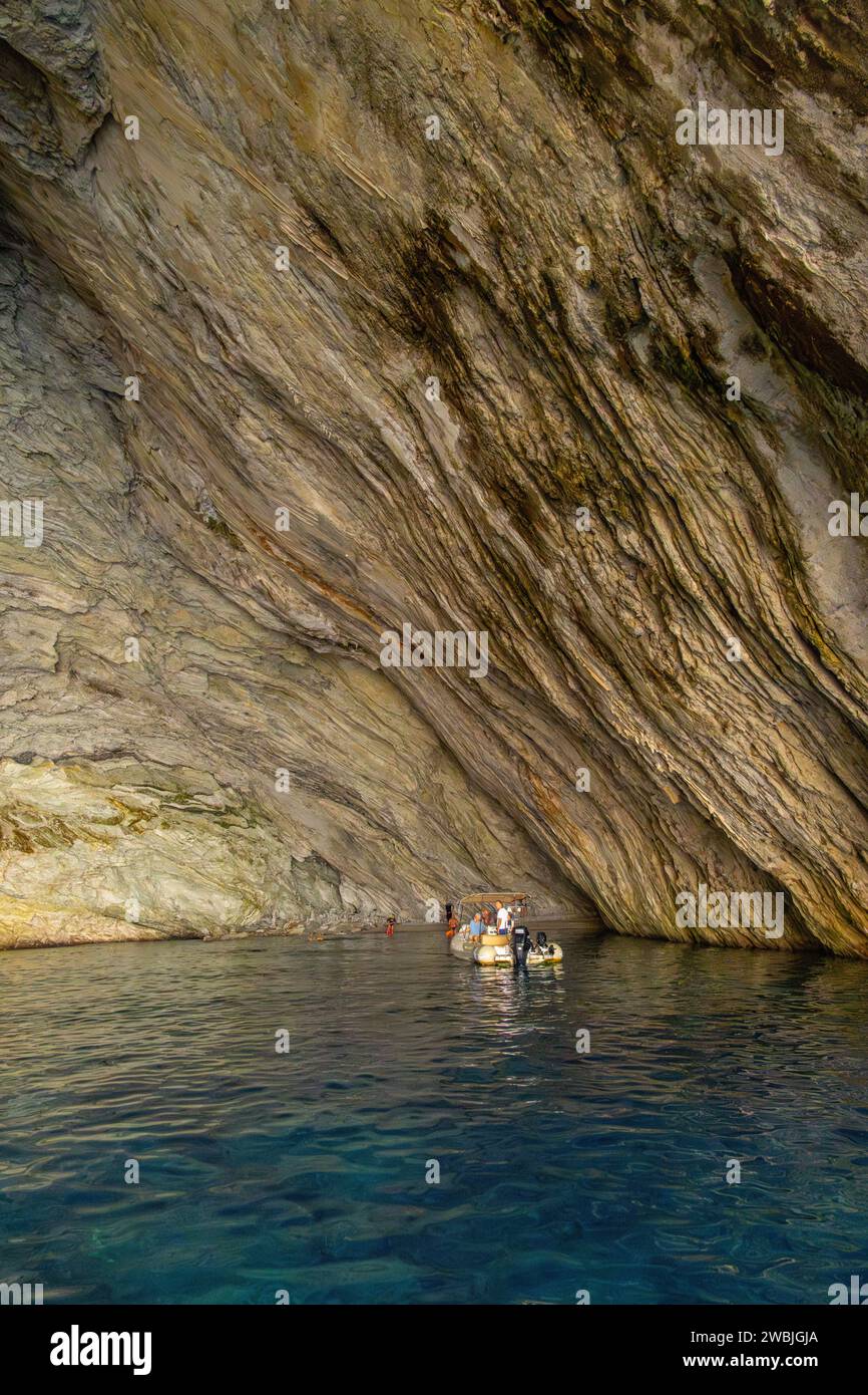 The interior of Meganisi Papanikolis Sea Cave on the west coast of ...