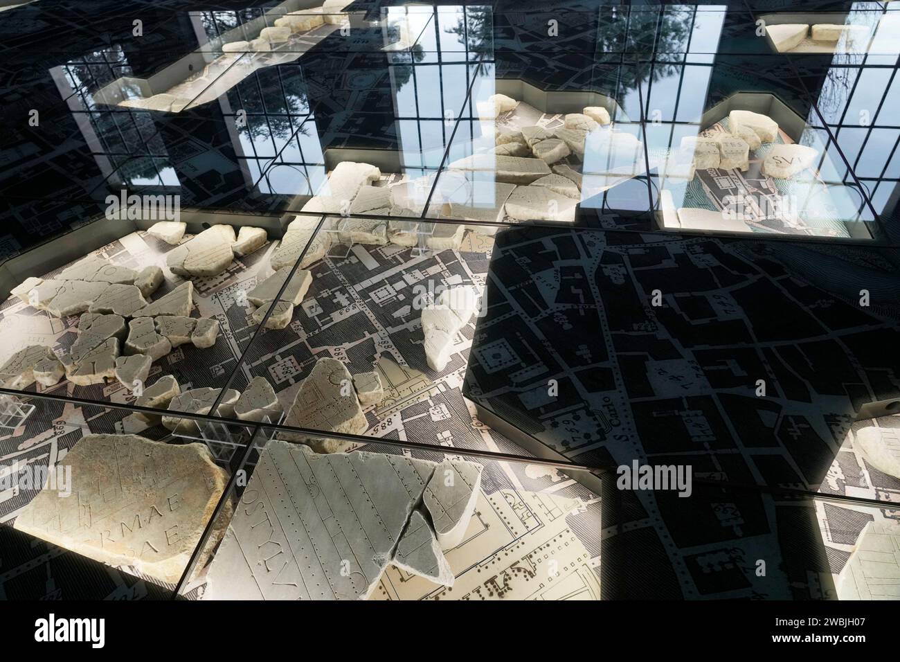 The giant marble map (Forma Urbis Romae) of the ancient Rome is shown ...