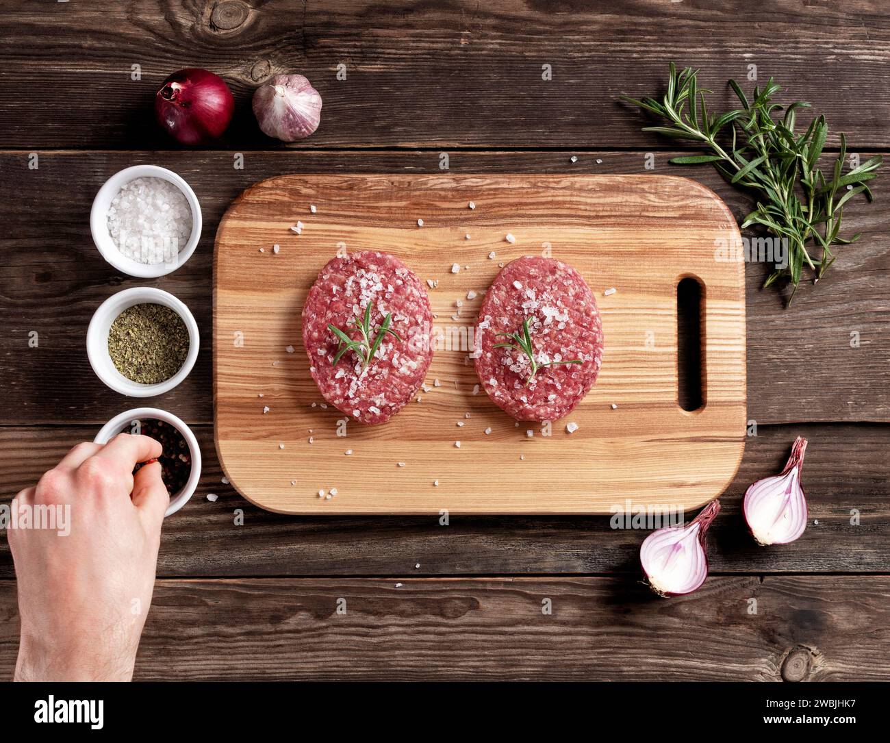 Raw hamburgers cutlets from hi-res stock photography and images - Alamy