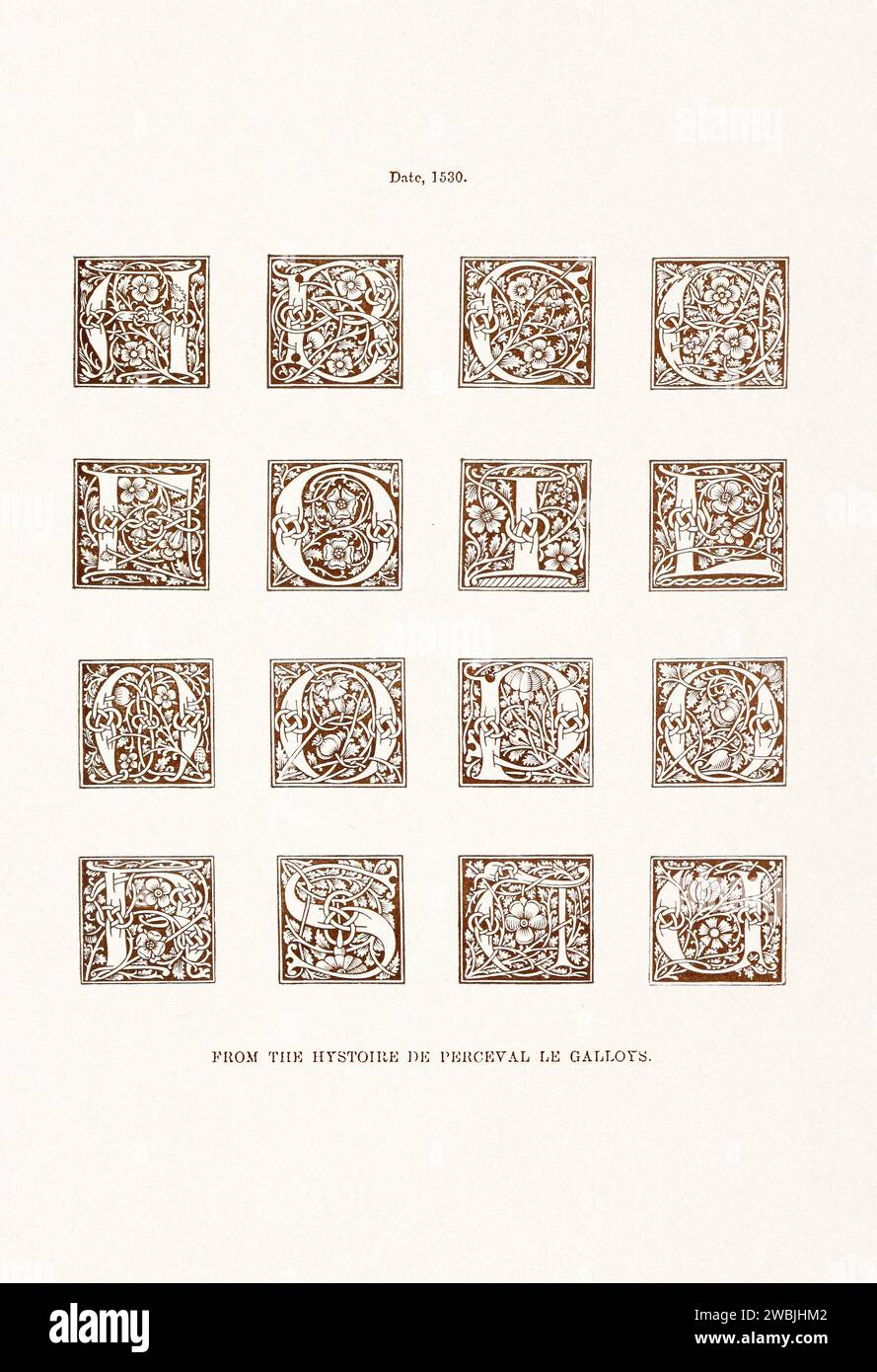 Medieval Alphabet initials. 19th-century book illustration showcasing ...