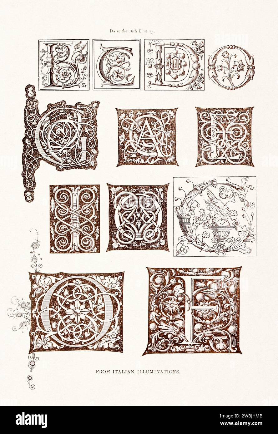 Medieval Alphabet initials. 19th-century book illustration showcasing ...