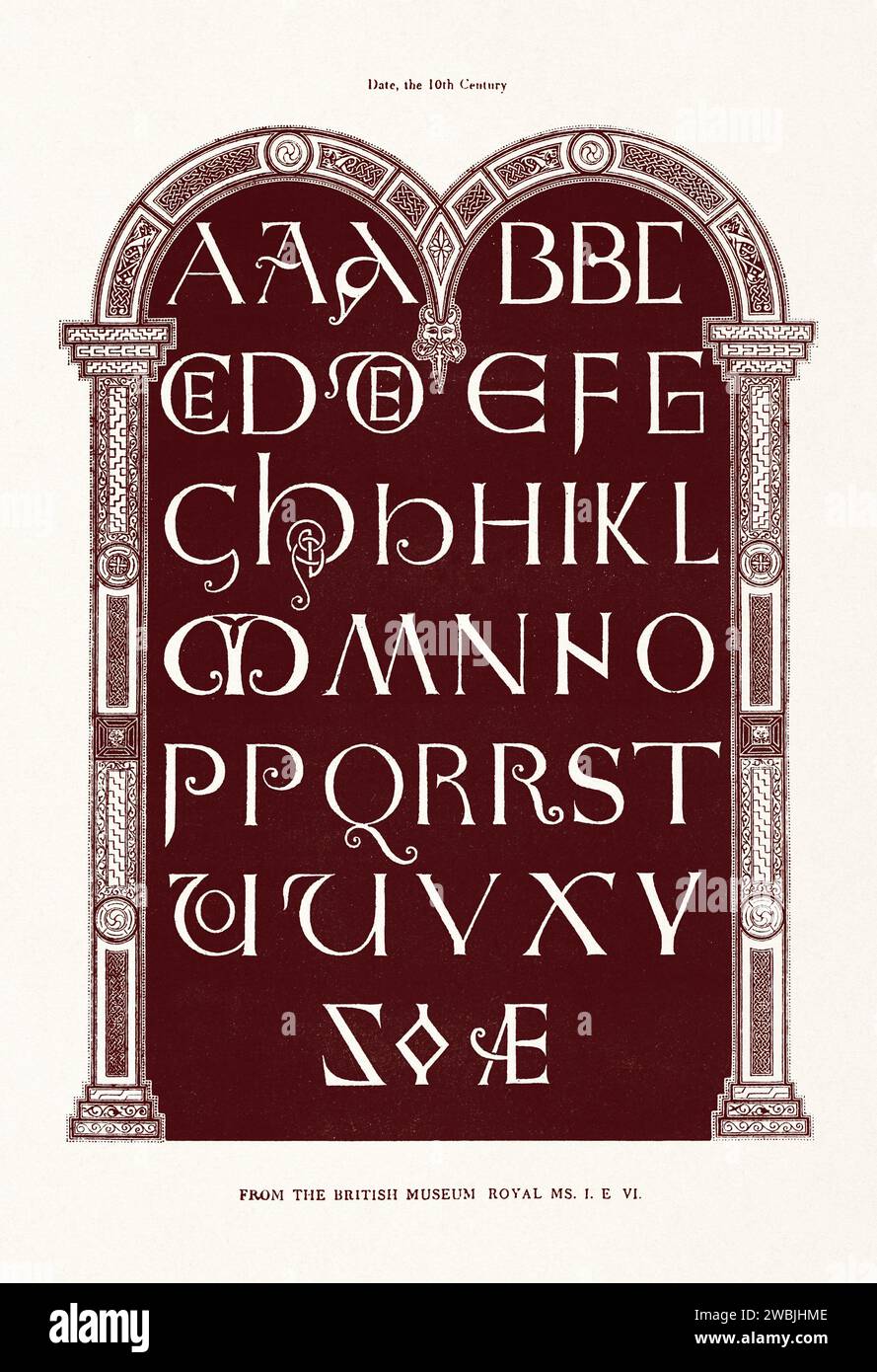 Medieval Alphabet initials. 19th-century book illustration showcasing ...