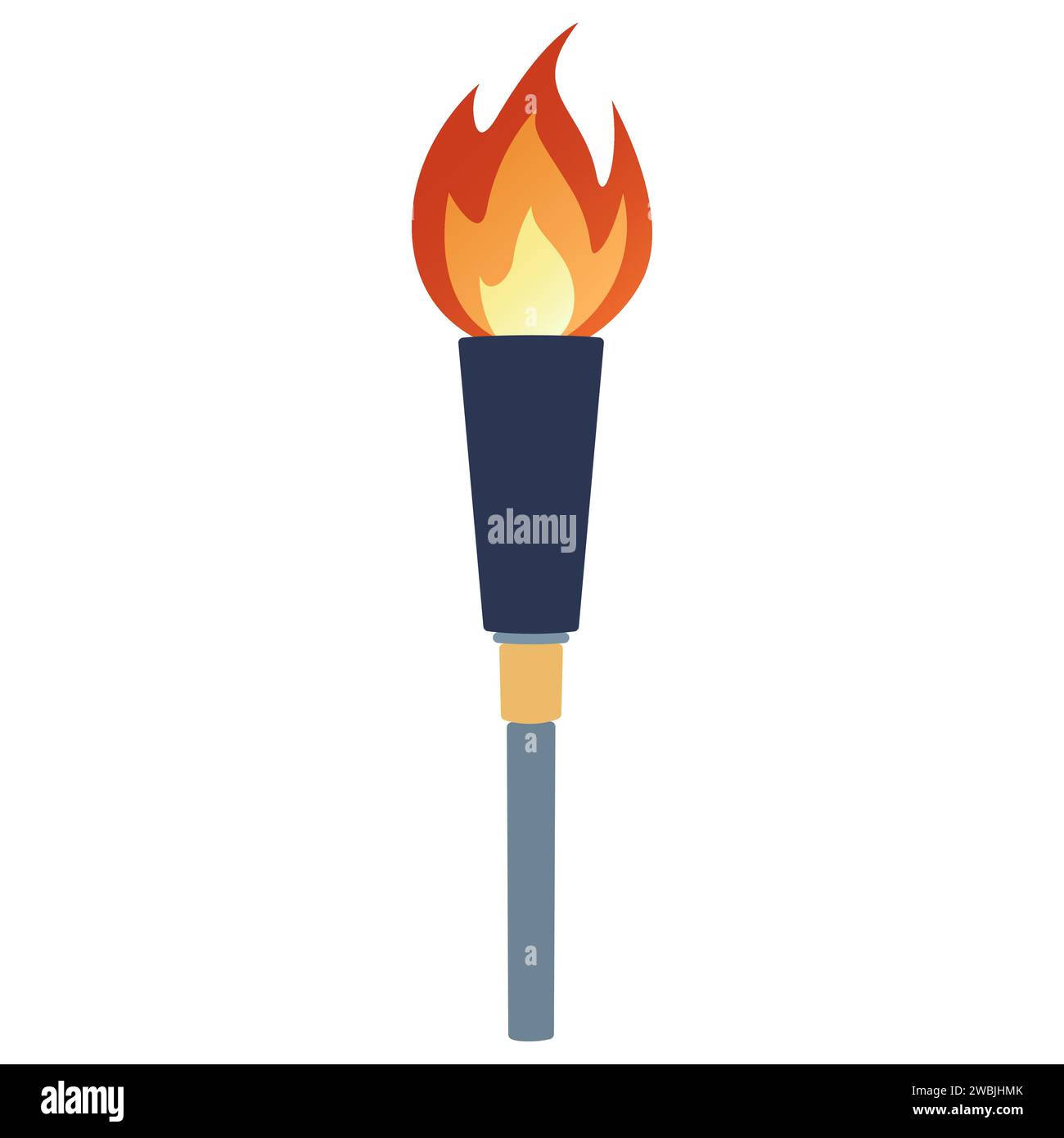 Torch with burning fire in flat design. Vector illustration Stock ...