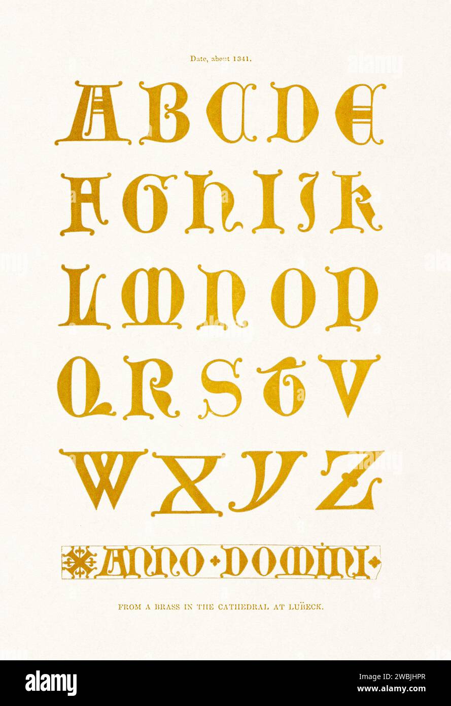 Medieval Alphabet initials. 19th-century book illustration showcasing ...
