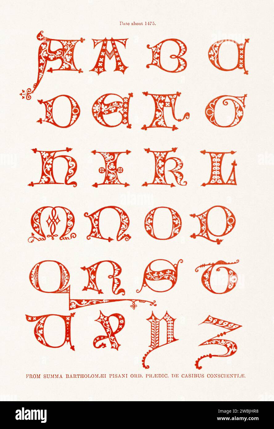 Medieval Alphabet initials. 19th-century book illustration showcasing ...