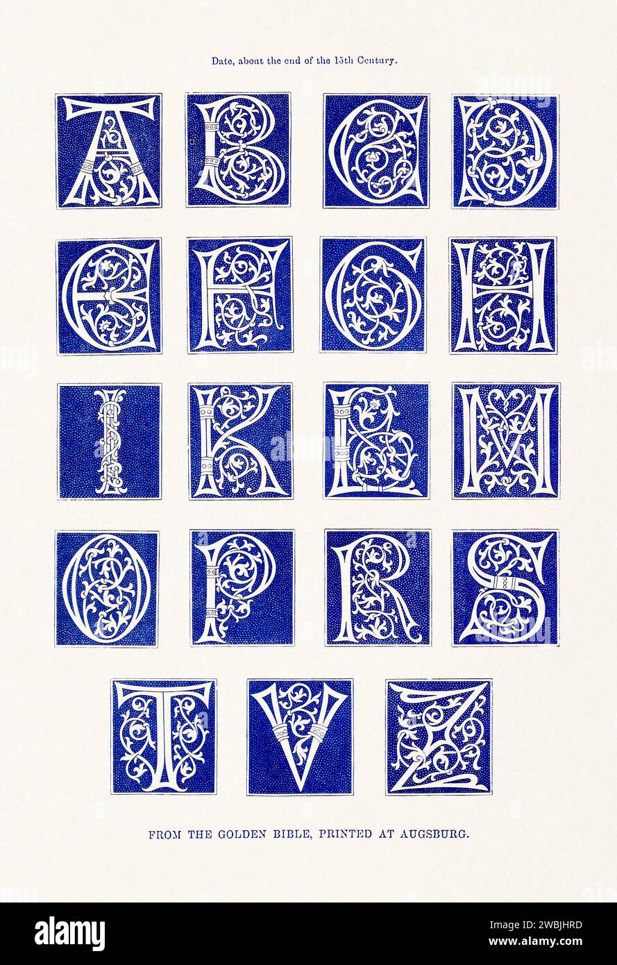 Medieval Alphabet initials. 19th-century book illustration showcasing ...