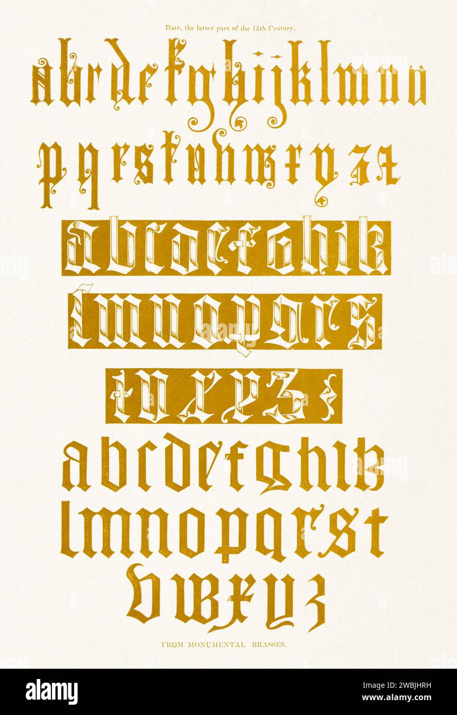 Medieval Alphabet initials. 19th-century book illustration showcasing ...