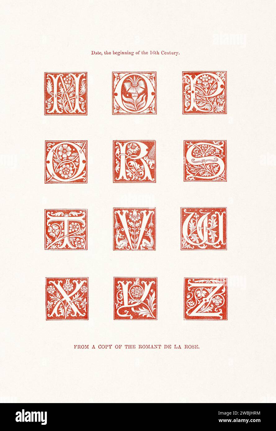 Medieval Alphabet initials. 19th-century book illustration showcasing ...