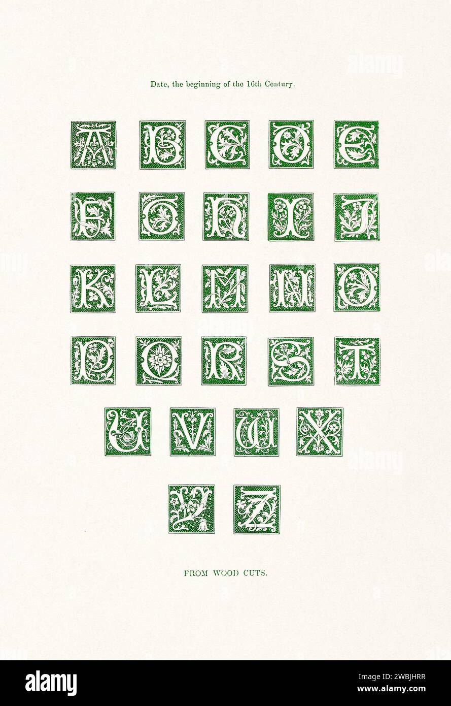 Medieval Alphabet initials. 19th-century book illustration showcasing ...