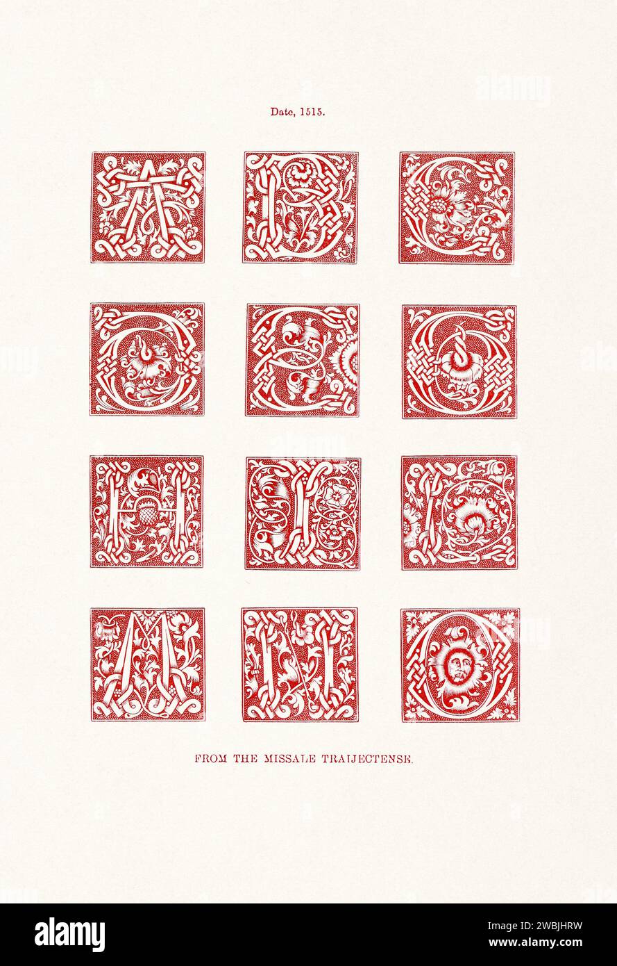 Medieval Alphabet initials. 19th-century book illustration showcasing ...