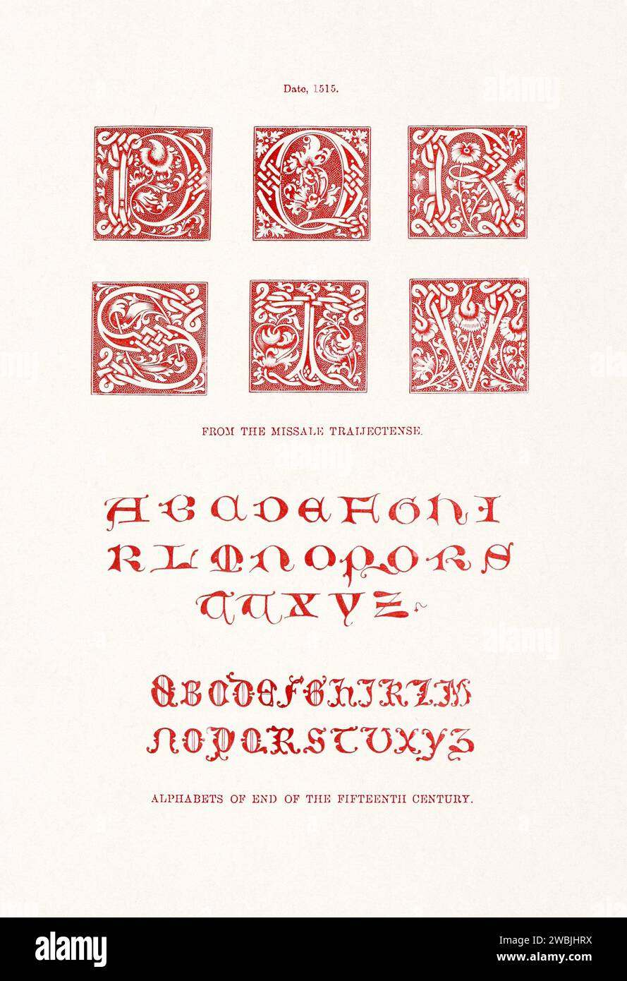 Medieval Alphabet initials. 19th-century book illustration showcasing ...