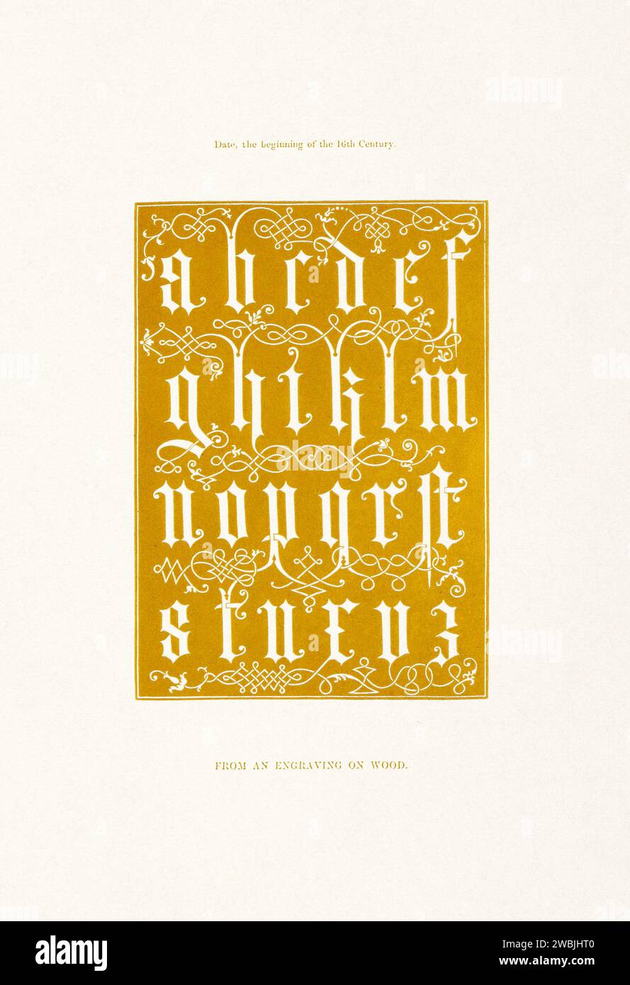 Medieval Alphabet initials. 19th-century book illustration showcasing ...